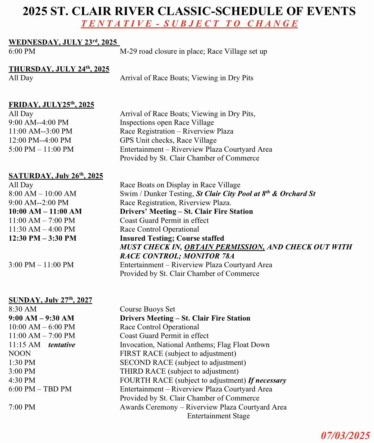 St. Clair Classic - Offshore Powerboat Races